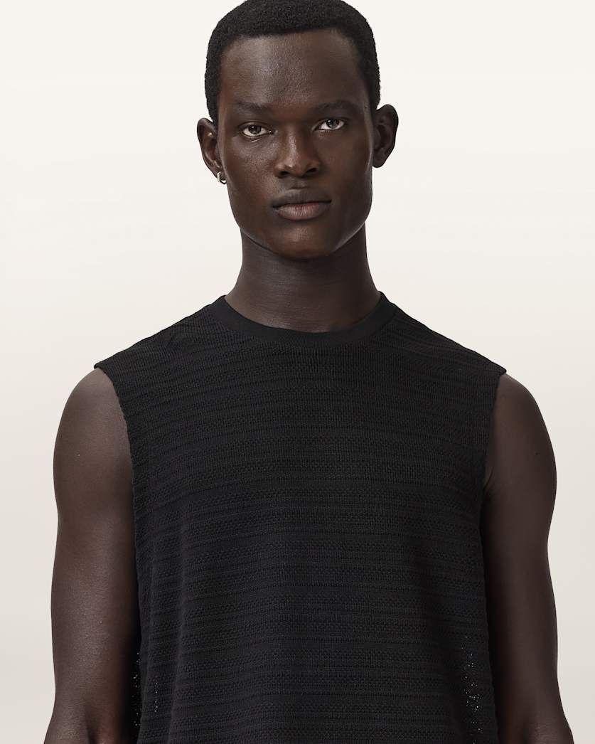 Cove Sleeveless Crew Neck Cotton T-Shirt Jet Black | ALLSAINTS